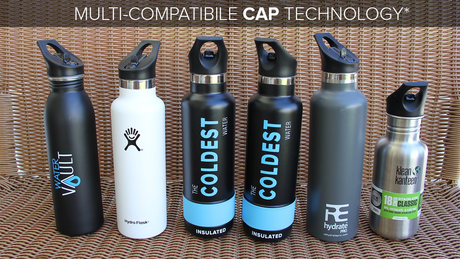 Coldest Standard Size Mouth Hydro Sports Straw Cap Flip Top Lid - Multi-Compatible with Standard Flask Mouth Size Stainless Steel Water Bottles 1.0
