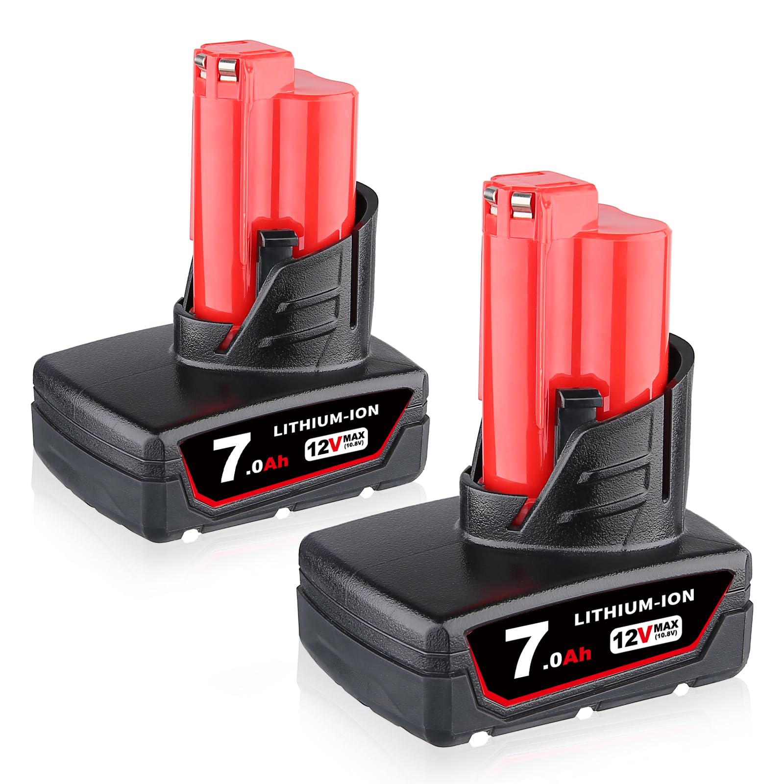 COOLSOUL 2 Pack 7.0Ah Battery Replacement for Milwaukee M 12 Battery 12V Lithium Ion, Compatible with Cordless Tool Batteries 48-11-2420 48-11-2401 48-11-2402 48-11-2440