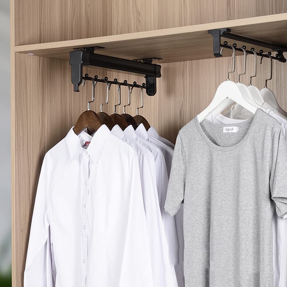 Heavy Duty Extendable Pull Out Closet Rod - Sliding Wardrobe Closet Rod for Increased Storage Space - Hanging Rod Ideal for Clothes, Towels and More - Neat Closet Storage (10.2 inch)