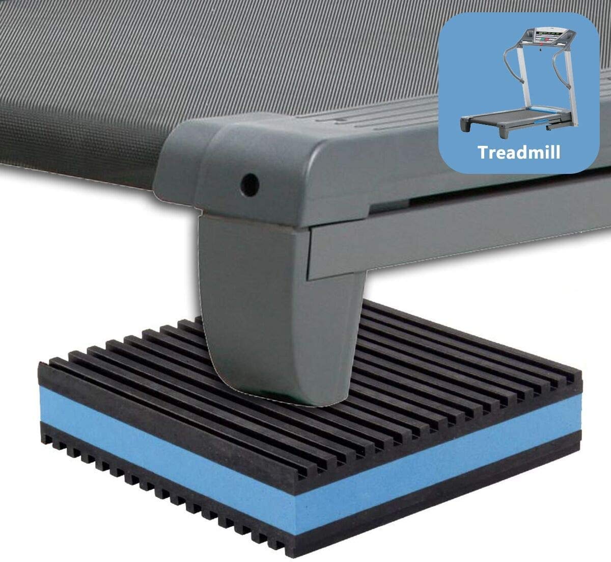 Forestchill Heavy Duty Anti Vibration Pads, 6" x 6" x 7/8" Ribbed Rubber with Blue Foam Center Isolation Pad for HVAC, Air Compressor, Washer and Dryer, Air Conditioner Units (Pack of 4)