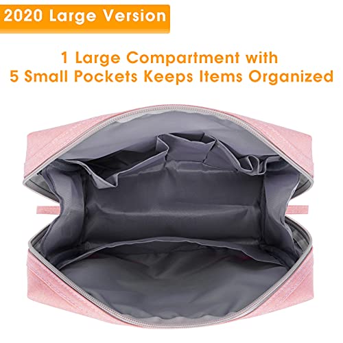 Large Makeup Bag Zipper Pouch Travel Cosmetic Organizer for Women (Large, Pink)