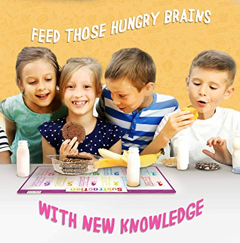 Merka Placemats for Kids, 5 Pack Educational Placemat, Non-Slip, Washable, Reusable, Learning Math - Addition, Subtraction, Multiplication and Division, 17"x11" Kids Placemats for Dining Table