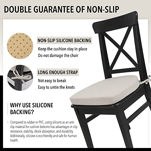 Tromlycs Chair Pads for Dining Chairs Cushions Kitchen 4 Pack Room Seat Indoor U Shaped Non Slip with Ties Set 16x17 Inch Farmhouse Light Linen