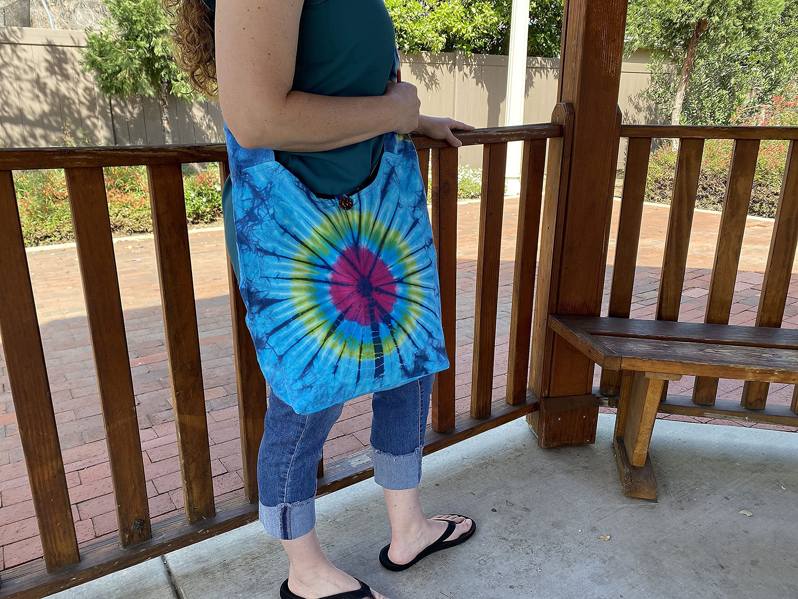 Original Collections Tie Dye Cross Body Shoulder Hippie Handbag Purse in Blue Large