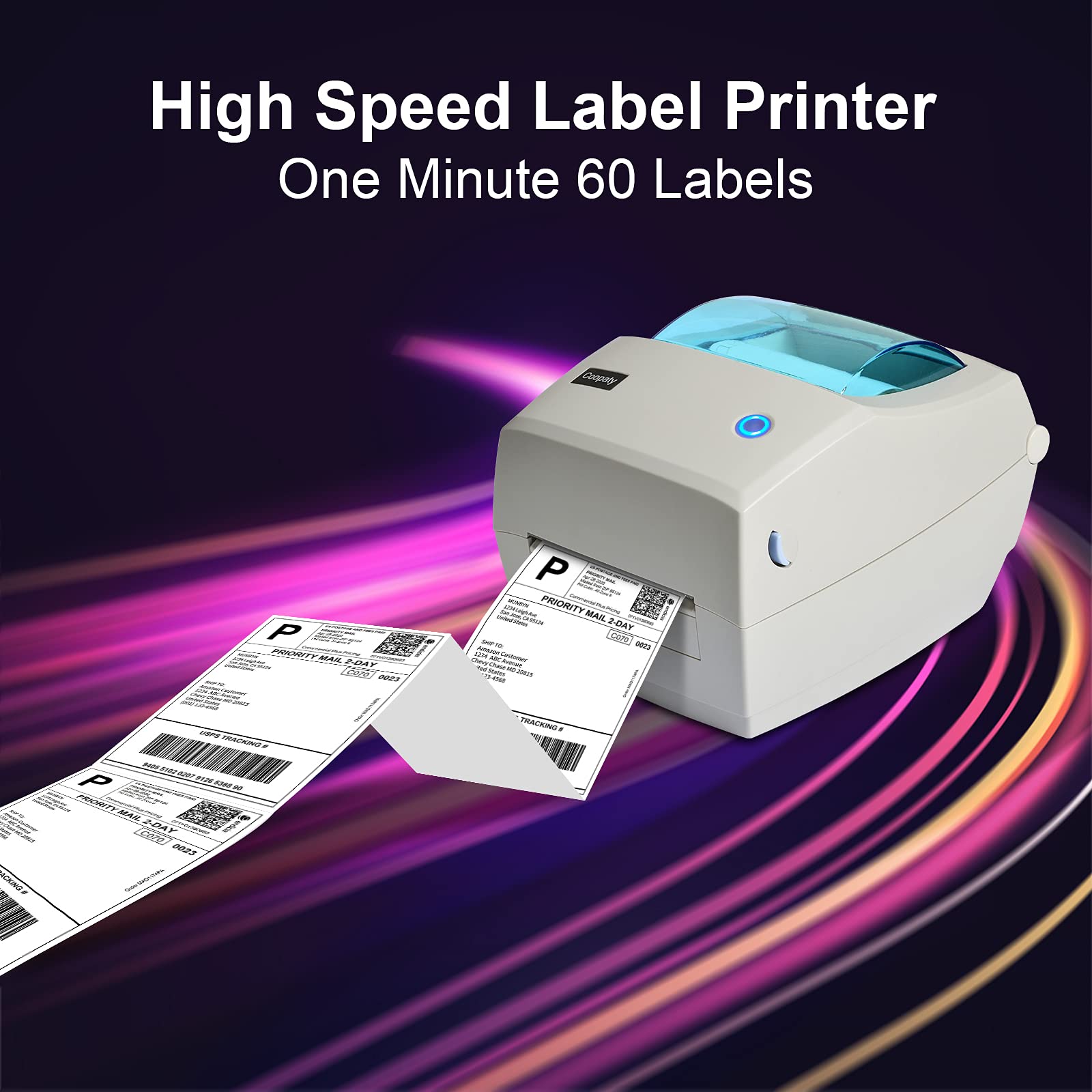 Coopaty Label Printer for Amazon, Ebay, USPS, FedEx, High-Speed 4x6 Direct Thermal Label Printer, Easy Setup on Windows/Mac with USB, Barcode Printing Maker