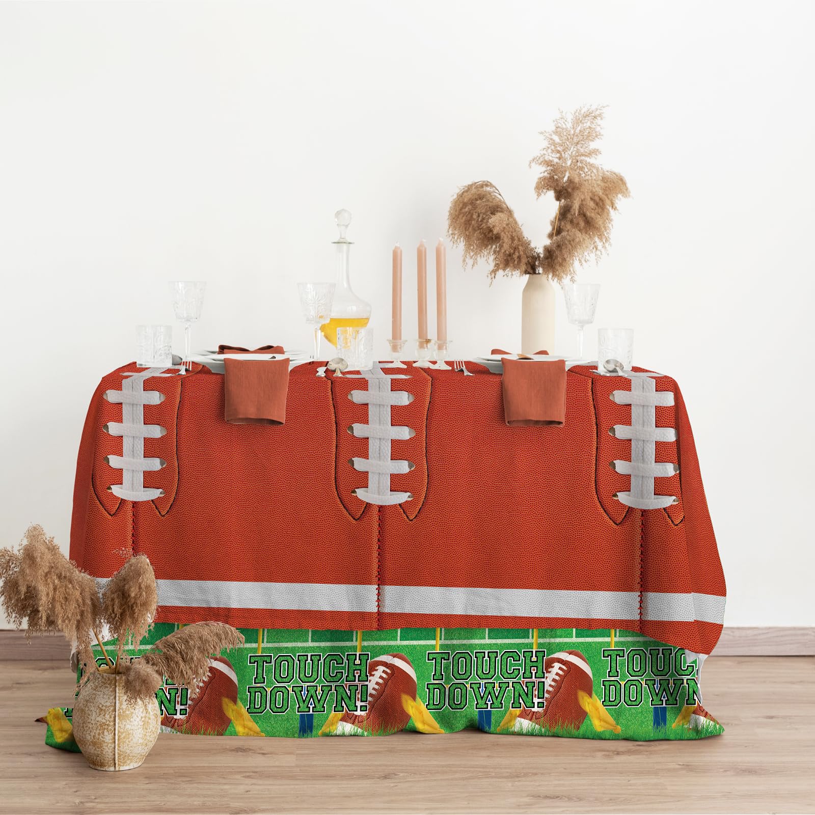Gatherfun 2-Pack Football Party Decorations β Touchdown Tablecloth Set, 54x108 Disposable Plastic Covers for Game Party, Birthday Party & Football-Themed Favors