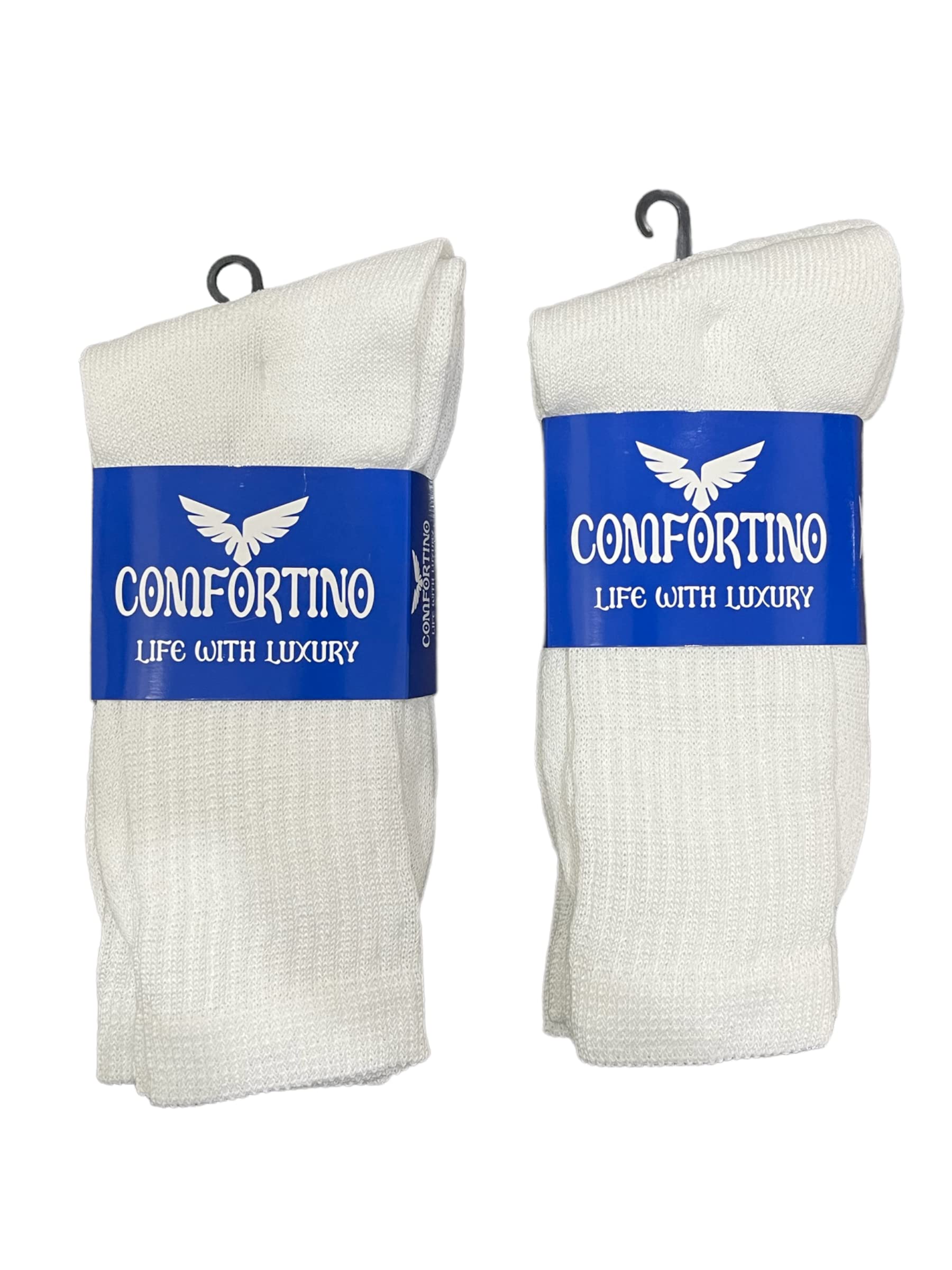 comfortino Cushioned Crew Socks For Man & Women Winter pack Of 6 Pairs (as1, numeric, numeric_10, numeric_13, regular, tall, white)
