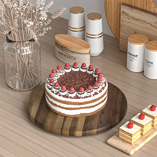 Lazy Susan Kitchen Cabinet Organizers - 13.2 Inch Acacia Wood Lazy Susan Turntable Organizer for Pantry Table Countertop Bathroom Organization and Storage, Non-Skid, Strong Kitchen Accessories