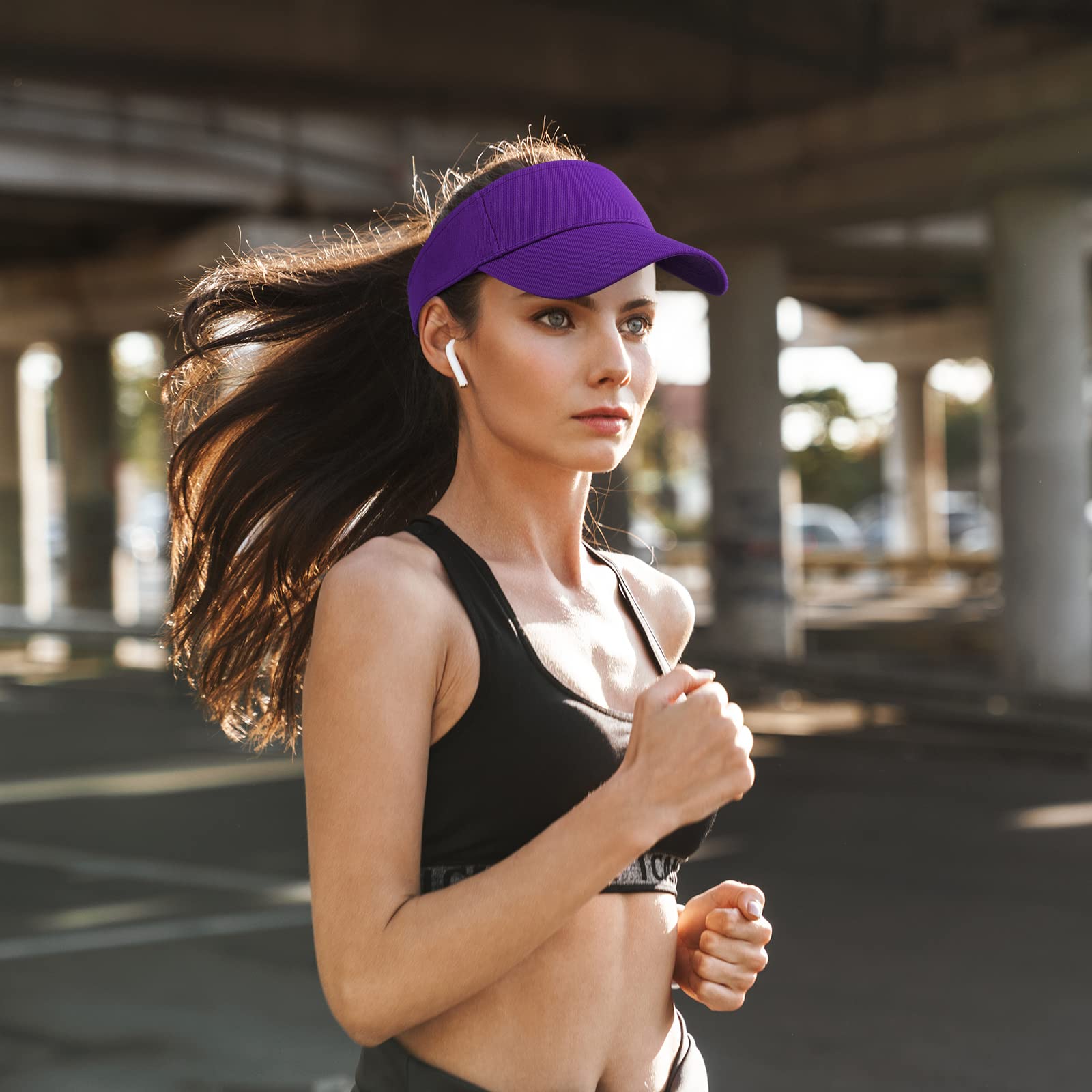 Cooraby 12 Pack Visor Cap Sun Protection Sports Visor Hats Summer Adjustable Wide Brim for Men and Women