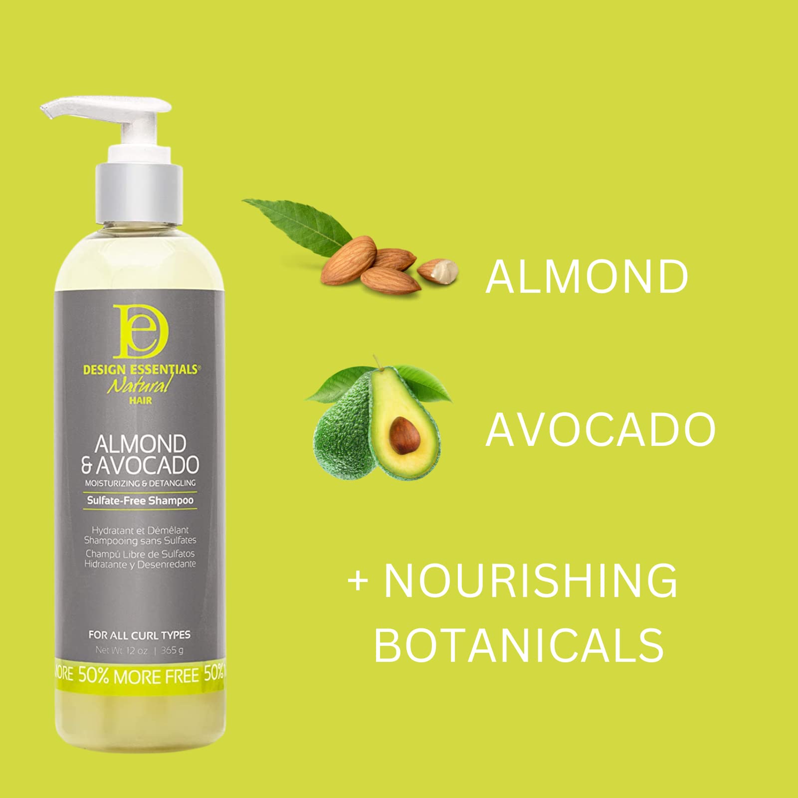 Design Essentials Natural Hair Products Bundle: (1)12oz Each of Design Essentials Almond & Avocado Sulfate-Free Shampoo and Conditioner Plus Soybec Hair Growth Tracker Journal