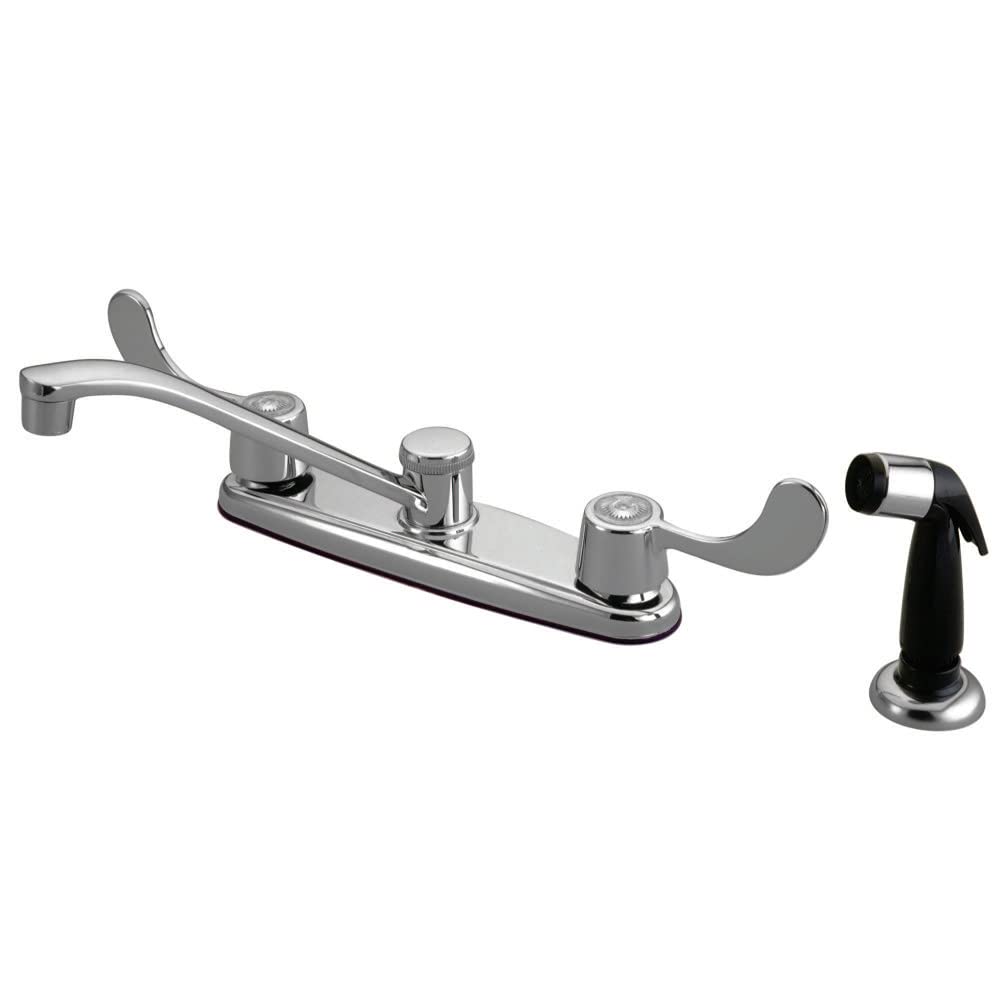 Kingston Brass KB292 Vista Kitchen Faucet ADA Blade Handles with Side Sprayer, 7-1/8-Inch, Polished Chrome