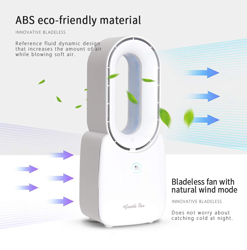 CONBOLA Desk Fan, 11.8 Inch Portable Bladeless Fan Small Table Fan Air Cooler, Rechargeable Touch Control Breeze Quiet Fan for Office Bedroom