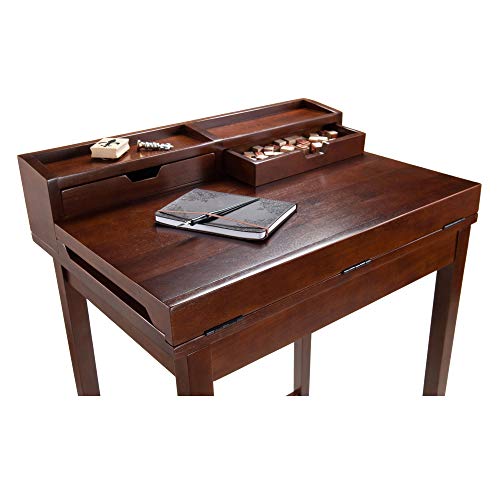 Winsome Brighton High Desk with 2-Drawer, Brown