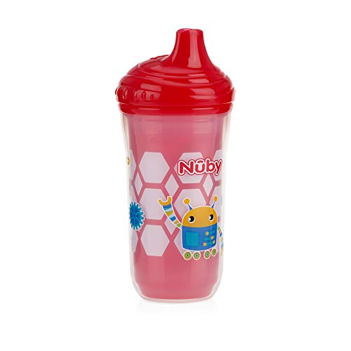 Nuby Plastic Insulated No Spill Easy Sip Cup with Vari-Flo Valve Hard Spout, Boy, 9 Oz, 3 Count