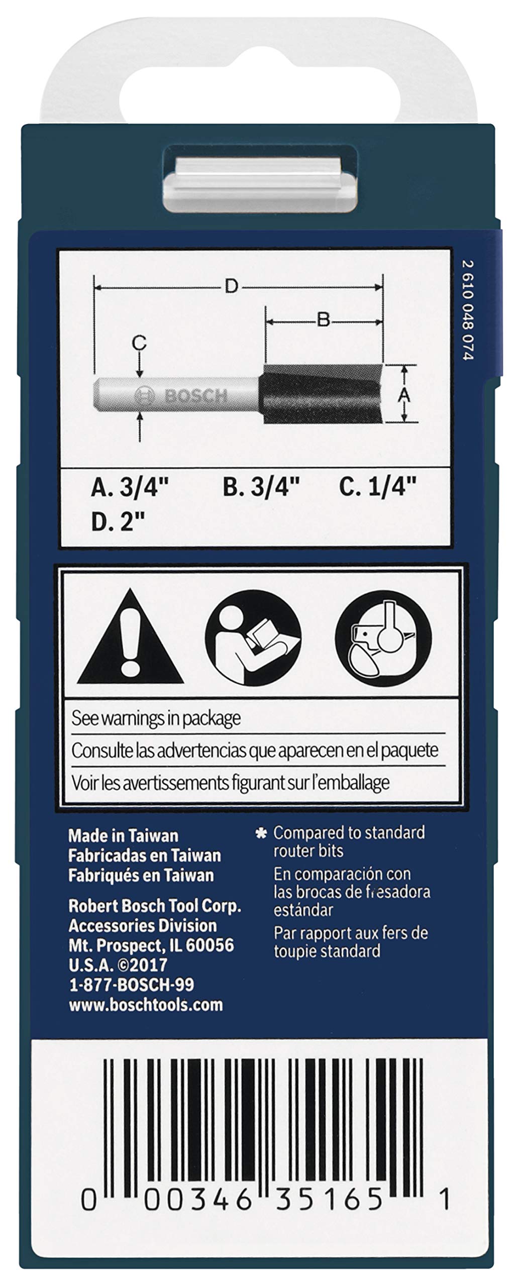 BOSCH 85232MC 3/4 In. x 3/4 In. Carbide-Tipped Double-Flute Straight Router Bit