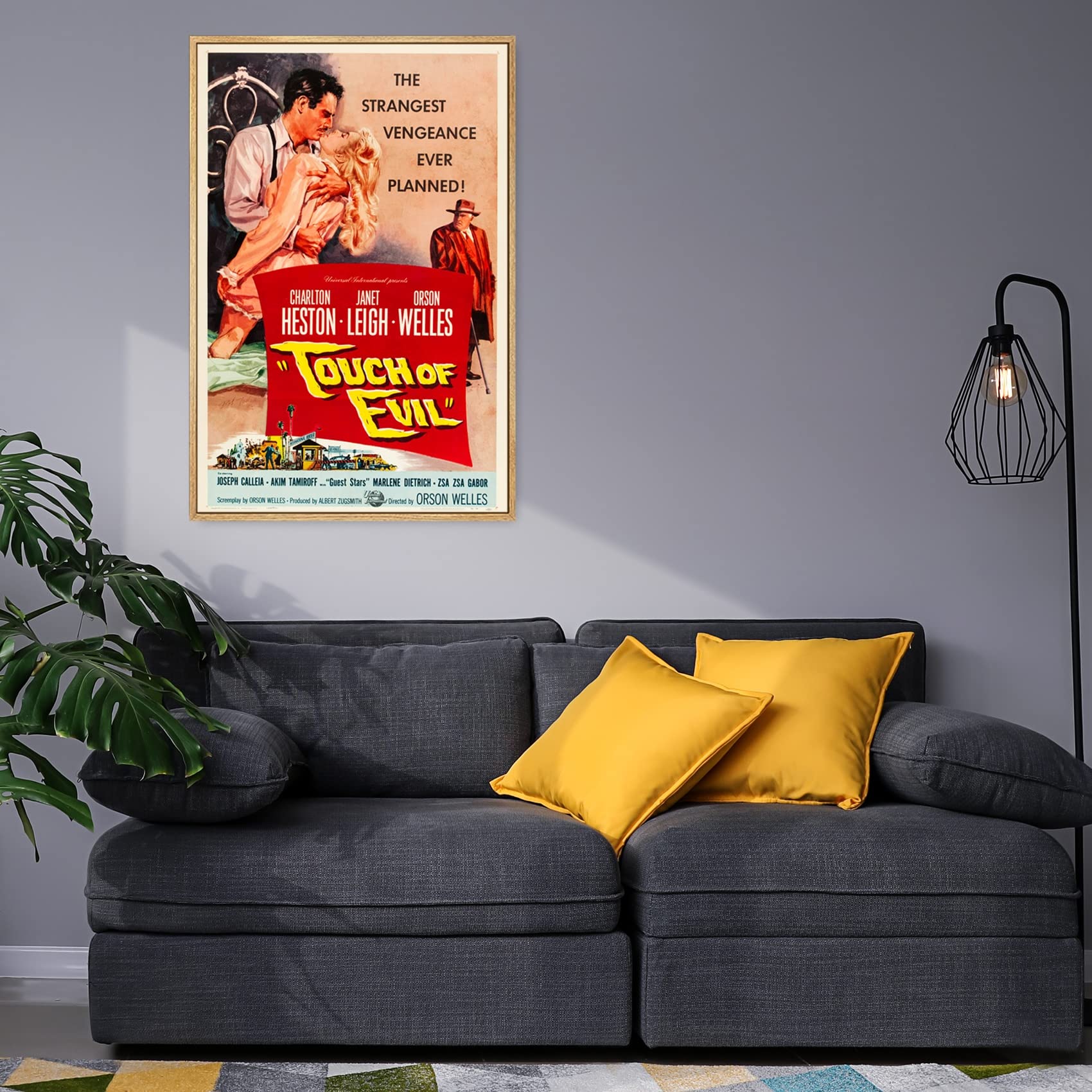 Touch Of Evil Charlton Heston Janet Leigh Orson Welles 1958 Movie Poster Print,Home Wall Art Decoration Poster Retro (Framed)