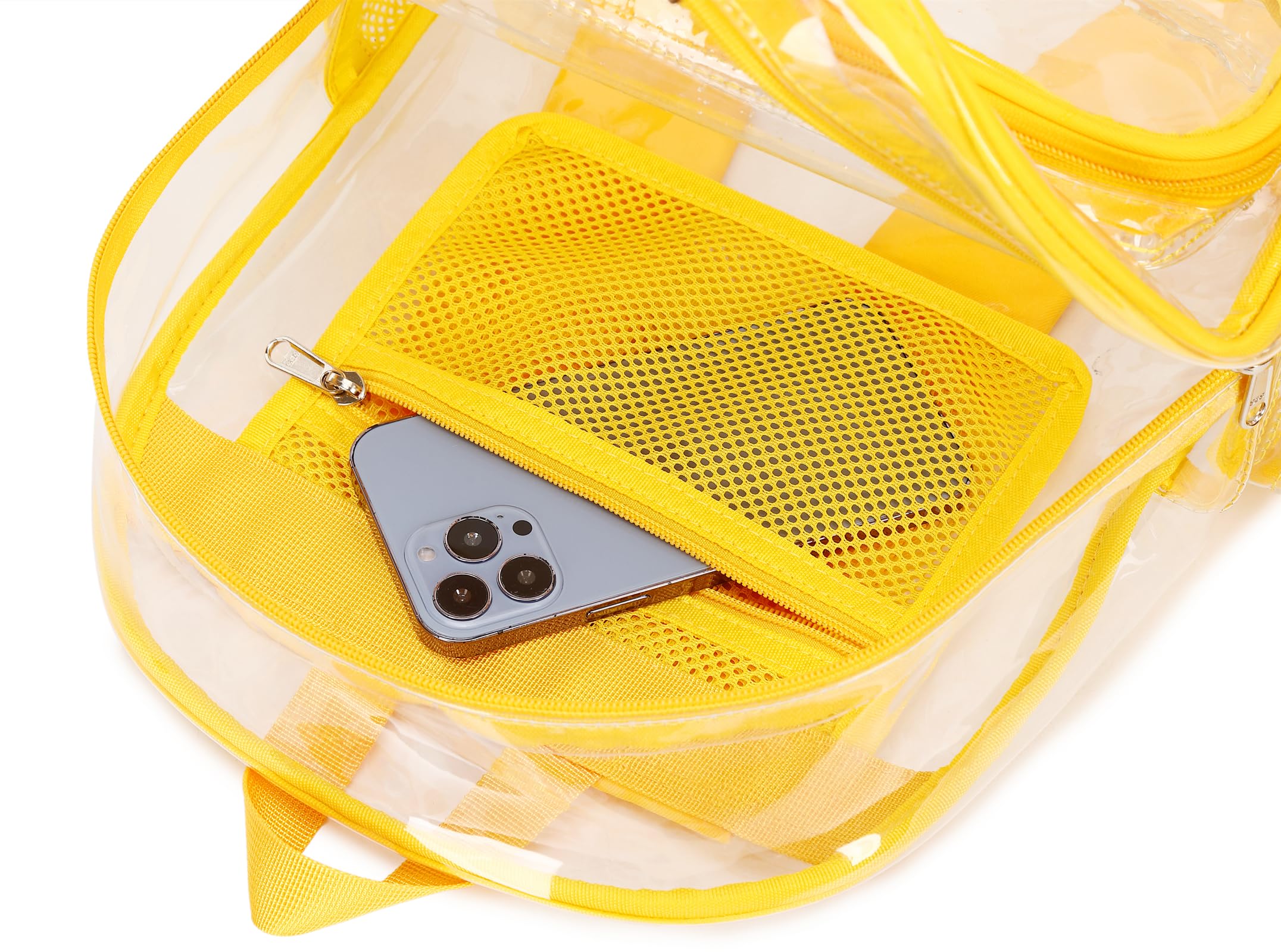 CAMTOP Clear Backpack Heavy Duty PVC Transparent Bag See Through BookBag for Student School Work Festival Sport Travel(17 Inch,Yellow)