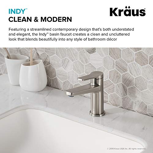 KRAUS Indy Single Handle Basin Bathroom Faucet in Spot Free Stainless Steel, KBF-1401SFS