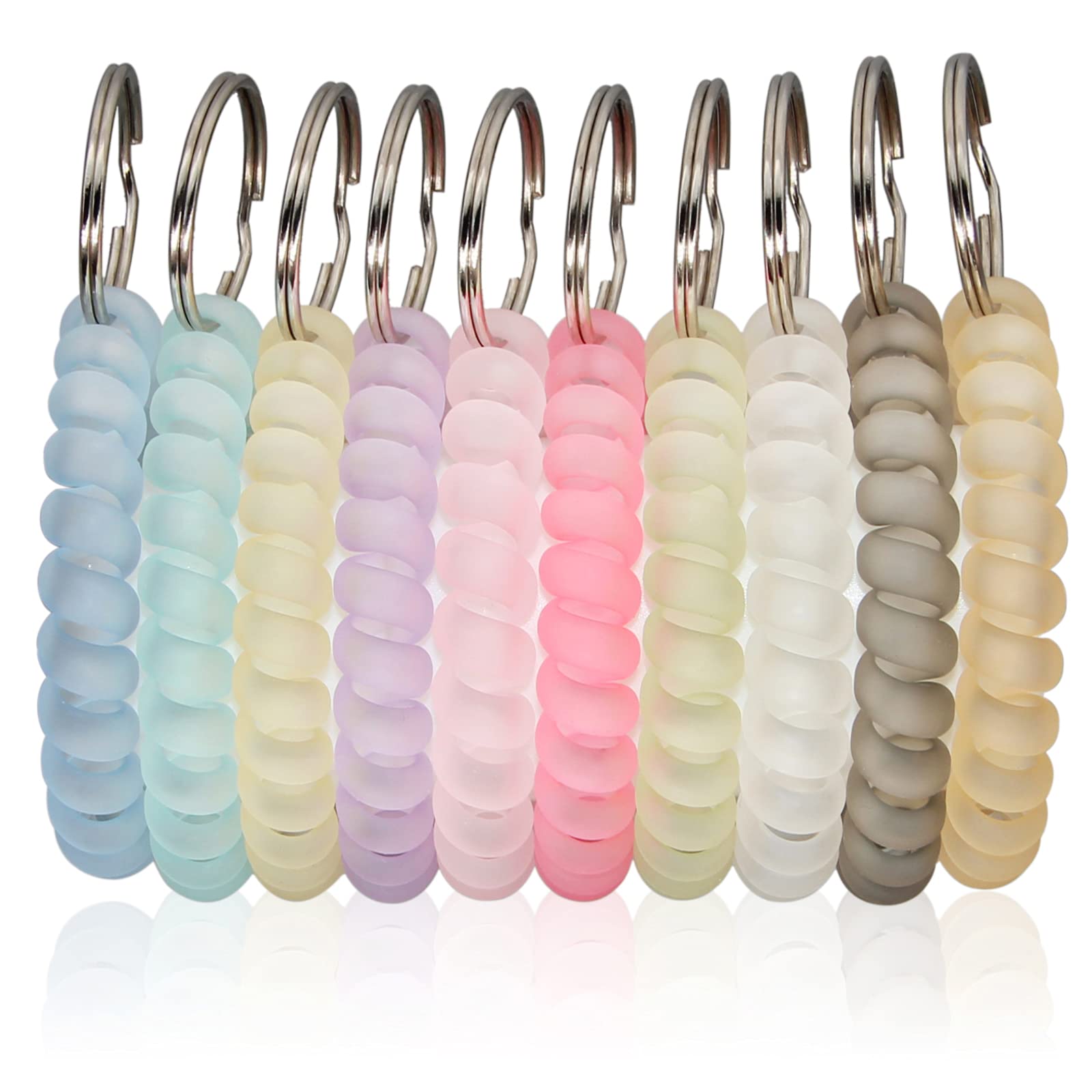 Culapam Frosted Spring Key Chain Colorful Stretchy Wrist Coil Pool Keychains Plastic Key Ring Spiral Coil Bracelet Stretchable CoilWristband KeyRings 10-PCS