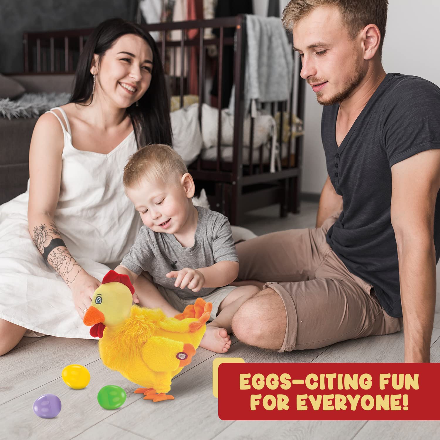 Bundaloo Animated Plush Dancing Chicken Toy That Lays Eggs - Musical Fun and Entertaining Gift for Kids