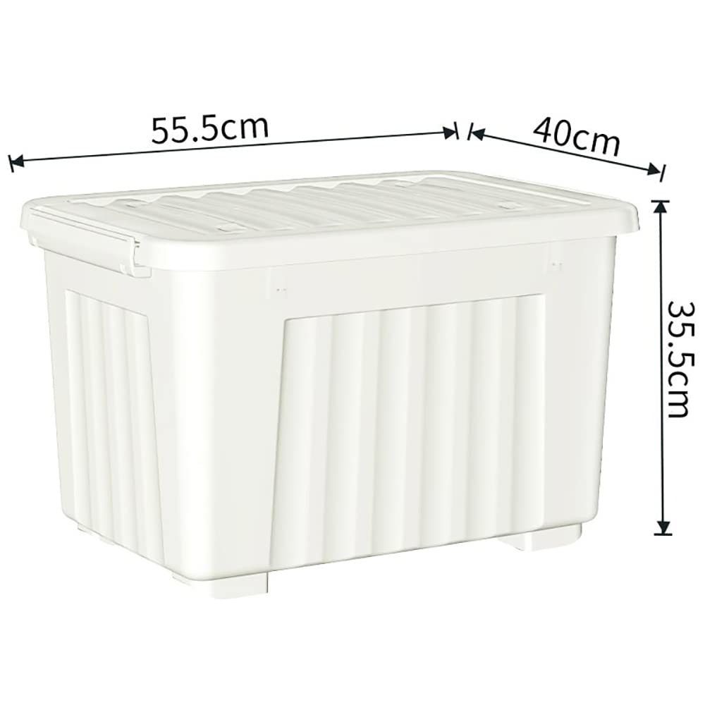 Cetomo 55L*6 Plastic Storage Box,White, Tote box,Organizing Container with Durable Lid and Secure Latching Buckles, Stackable and Nestable, 6Pack, with Buckle