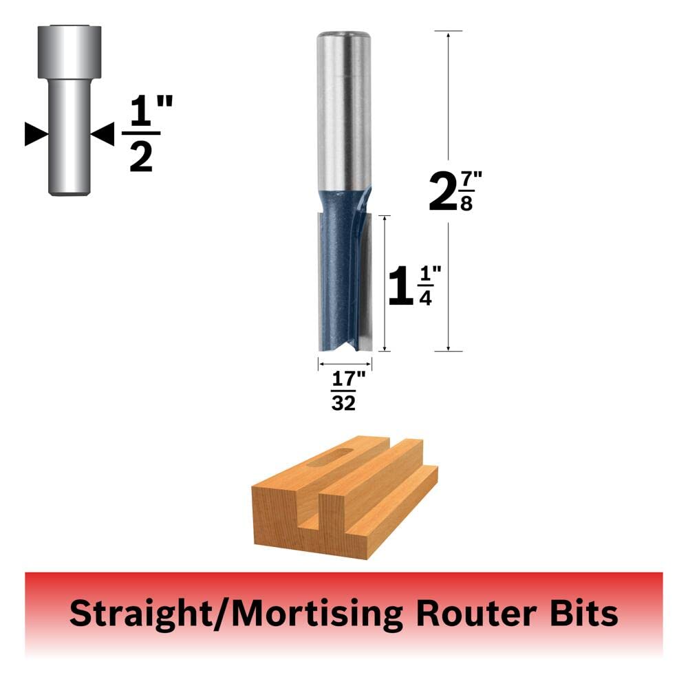 Bosch 85257M 17/32 In. x 1-1/4 In. Carbide Tipped 2-Flute Straight Bit