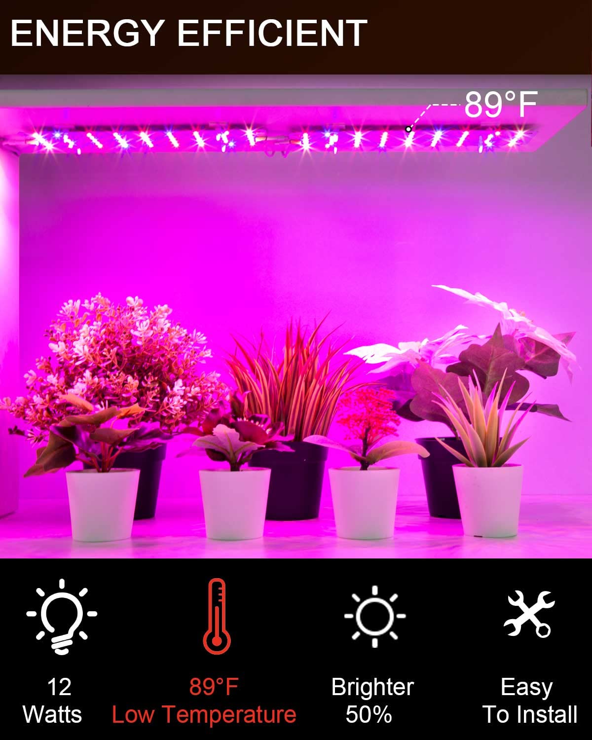 DOMMIA 20W/12W Grow Light Panel,Sunlike Warm White & Pulrple Light Full Spectrum for Indoor Garden Greenhouse Aquarium Hydroponic