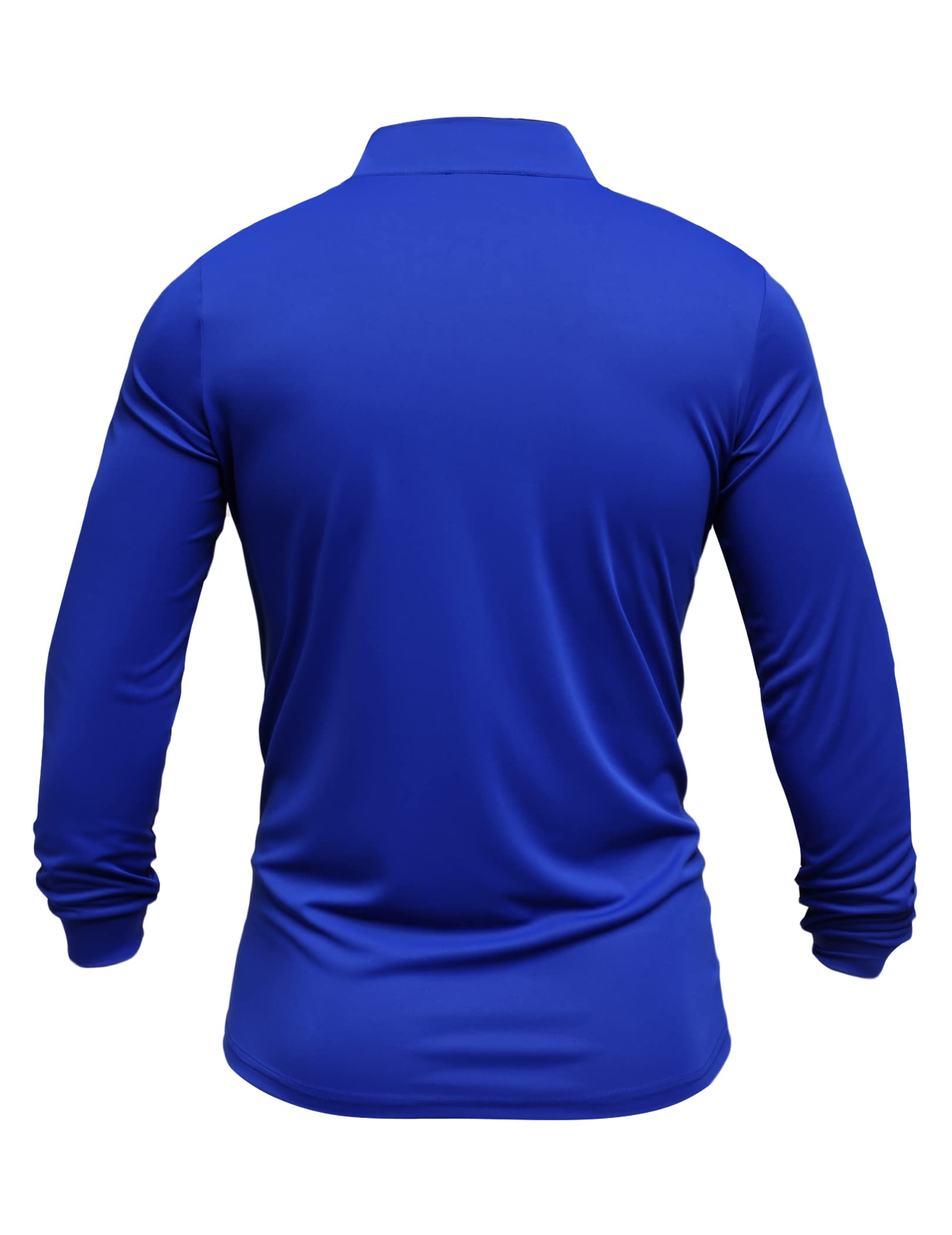 COOrun Men's Golf Shirts Long Sleeve Shirts Sports Polo Shirts Athletic Jersey Shirts 1/4-Zip Pullover Blue L