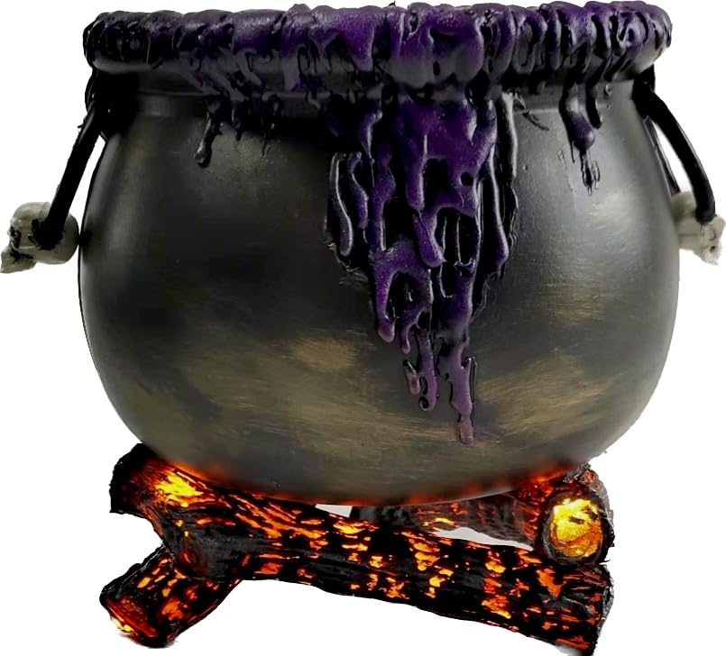 GiftExpress 8 Inches Black Magic Cauldron with Light-up Candy Pot for Halloween Decoration, Horror Scene Decoration Holiday Décor Theme Party