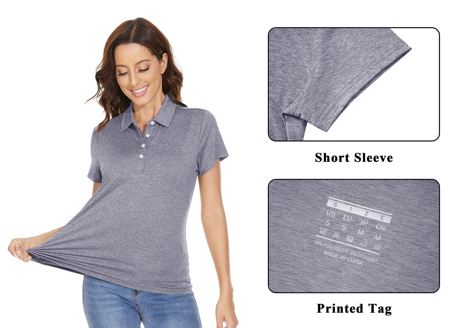 EKLENTSON Shirts for Women Camping Exercise Fitness Petite Comfort Sweatshirts Dark Grey