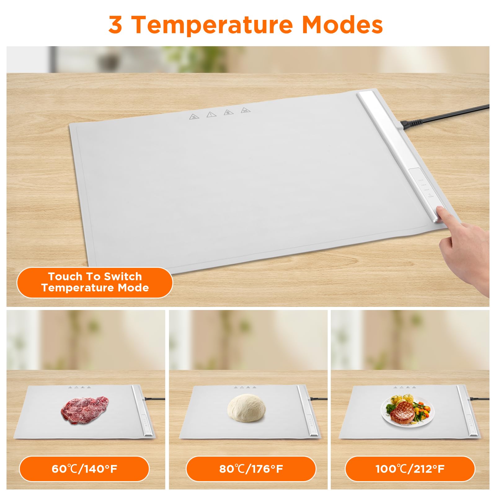Food Warming Mat,Roll Up Portable Electric Warming Tray for Food,with 3 Temperature Settings,Silicone Heating Mat for Food,Food Warmer for Buffet Party, Sabbath, Gatherings, Daily Use
