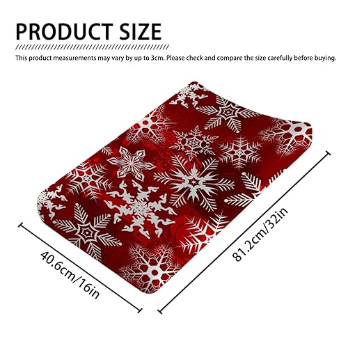 Changing Pad Cover for Baby 1 Pack Comfort Diaper Change Table Pad Covers | Soft Breathable White Snowflake Christmas Changing Pad Sheets