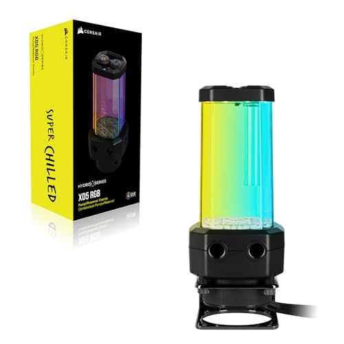 Corsair Hydro X Series XD5 RGB Pump/Reservoir Combo - D5 PWM Pump - 330ml Reservoir - Ten Individually Addressable RGB LEDs - Temperature Sensor - Black