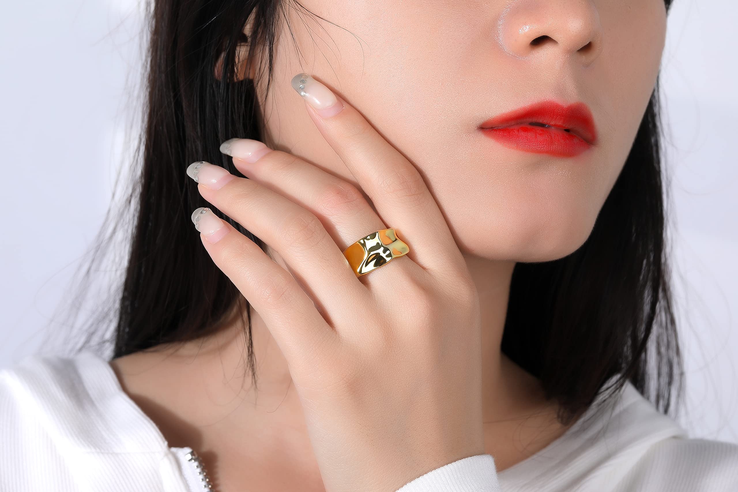 Dapai Show Bold gold ring Minimalist adjustable sign ladies ring 18K gold-plated declaration ring Ring for men and women