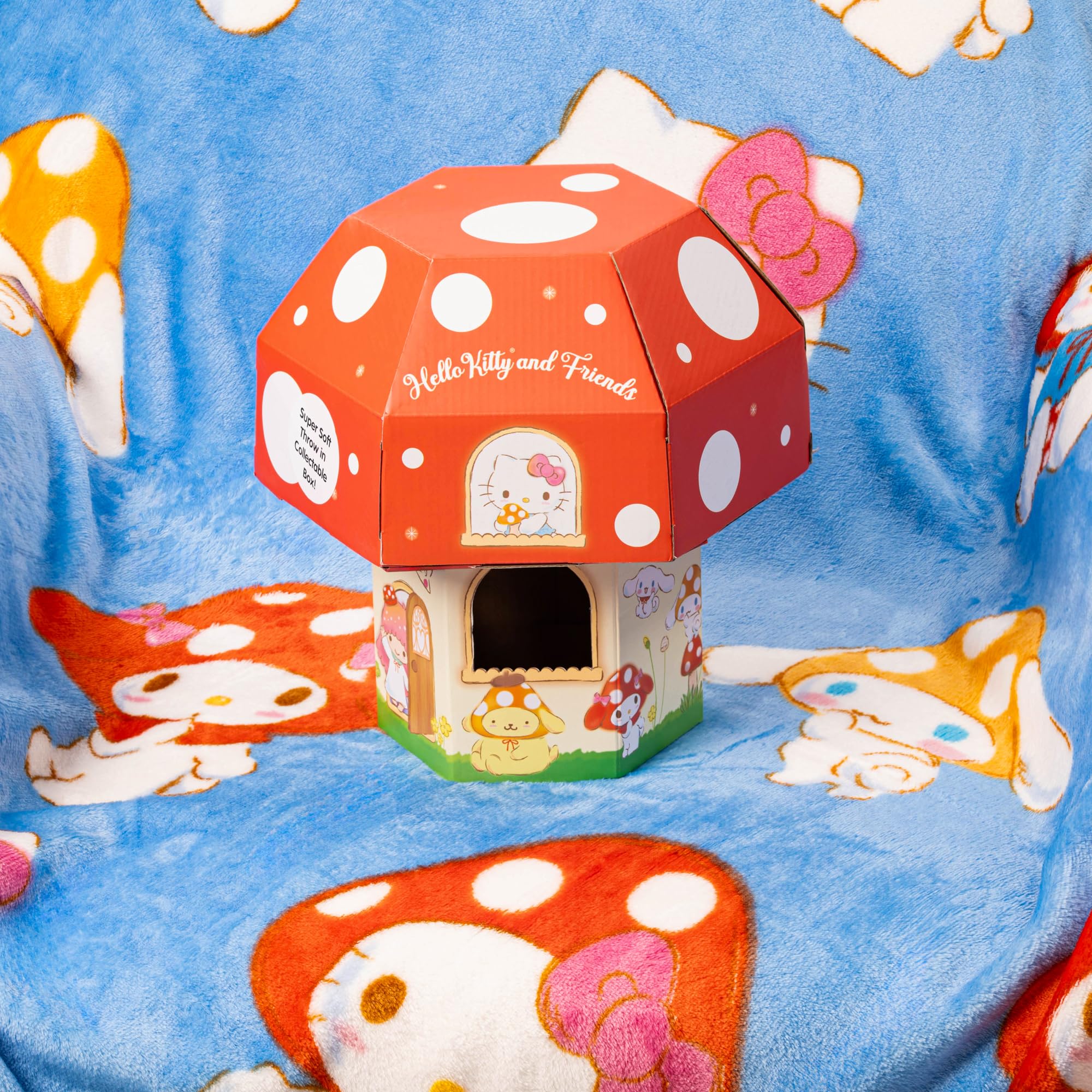 Jay Franco Hello Kitty Throw Blanket with Playhouse Gift Box - Throw Measures 46 x 60 Inches β Super Soft Special Edition Fleece Bedding