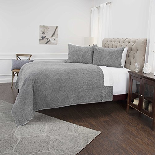 Rizzy Home | BQ4566 | Polyester King Sham | 20"x36" Gray/Black/Nuetral Solid