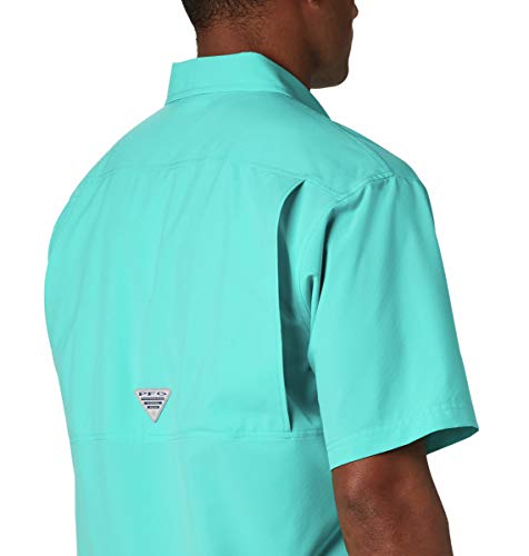 Columbia Men’s PFG Zero Rules Woven Short Sleeve Shirt, Sun Protection Bright Aqua