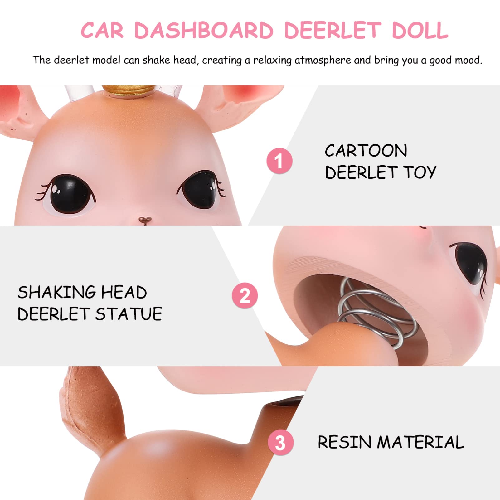 Deer Ornament Resin Deerlet Model Deerlet Decor Car Dashboard Deerlet Doll Cartoon Deerlet Model Resin Deer Adornment Car Interior Ornament Shaking Head Deerlet Statue