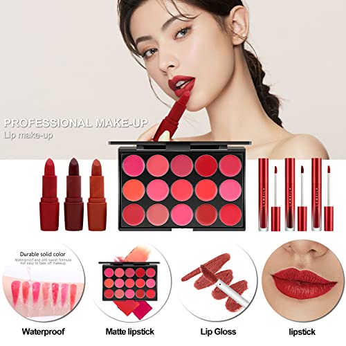 MISS ROSE M All In One Makeup Kit, Makeup Kit for Women Full Kit,Multipurpose Women's Makeup Sets,Beginners and Professionals Alike,Easy to Carry (Black)