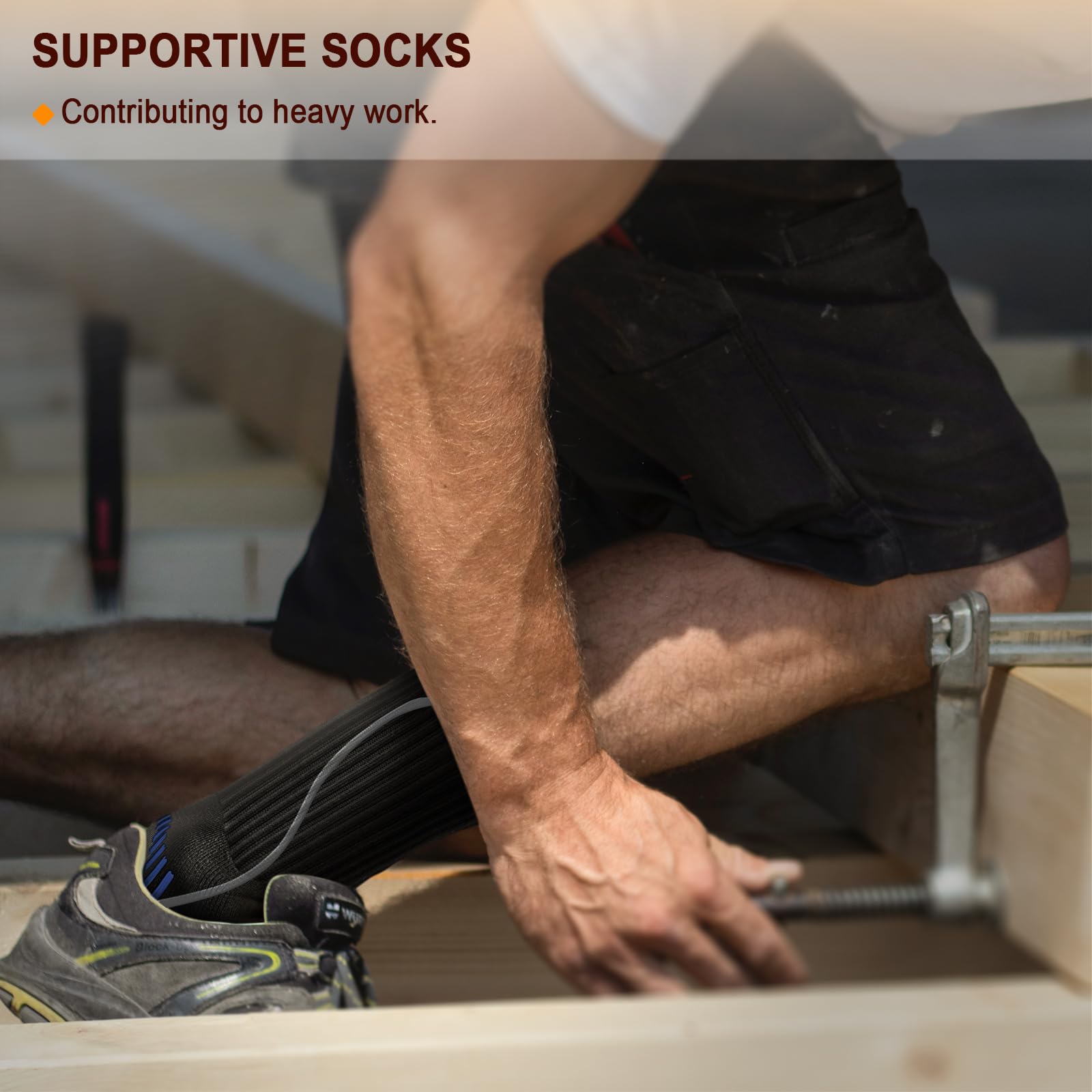 BULLIANT Men Sports Socks 6Pairs, Athletic Crew Socks Cushioned For Men Outdoor Running-Arch Compression Support(6Pairs,Shoes Size:Men 11-13)