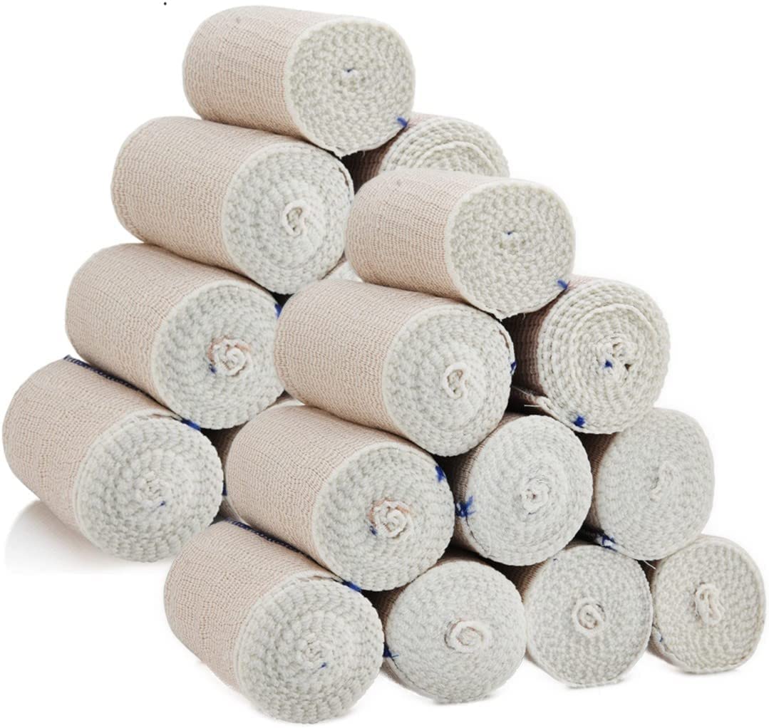 Elastic Bandage Wrap with Self-Closure [Pack of 20] 4 Inch Comfort Athletic Compression Roll, 5 Yards Stretched for Customized Compression on Knee, Ankle, Wrist (4 INCH [Pack of 20])