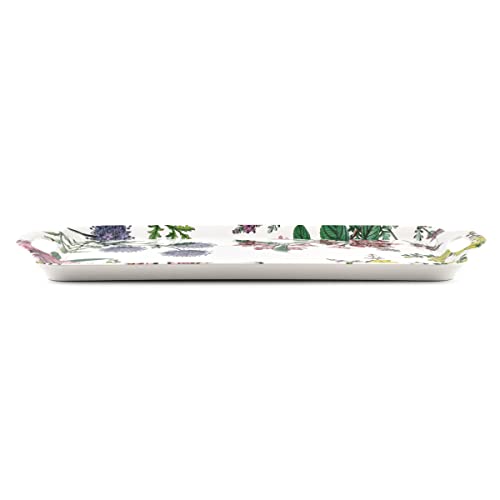 Pimpernel Stafford Blooms Large Handled Tray | Serving Tray for Lunch, Coffee, or Breakfast | Made of Melamine for Indoor and Outdoor use | Measures 18.9" x 11.6" | Dishwasher Safe