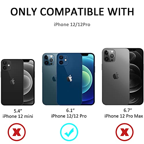 Nvollnoe for iPhone 12/12 Pro Case with Sliding Camera Cover and Card Holder Heavy Duty Protective iPhone 12 Case with Ring Magnetic Kickstand Phone Case for iPhone 12/12 Pro(Black)