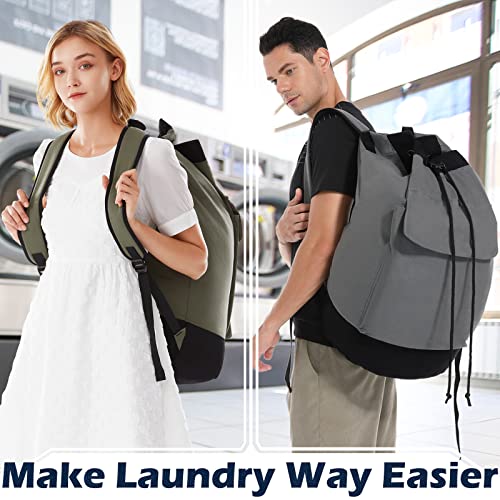 Laundry Bag Backpack, Canvas Laundry Backpack for College Students, Large Backpack Laundry Bag, Heavy Duty Laundry Bag with Straps, Laundry Duffle Bag, Laundromat BagĀ for Dorm Room, Apartment, Camping