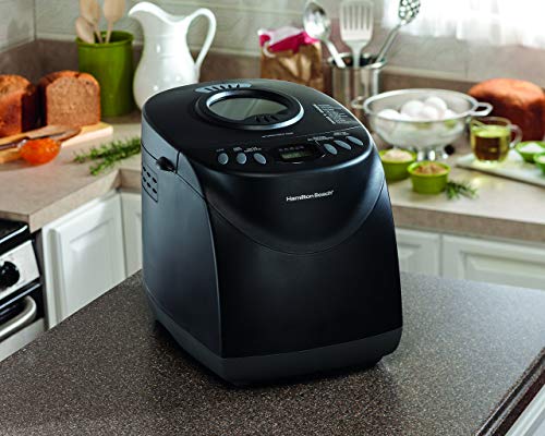 Hamilton Beach (29882C) HomeBaker 2 Lb. Bread Maker Machine with 12 Program Cycles, Non-Stick Dishwasher-Safe Pan and 2 Kneading Paddles, Black (Renewed)