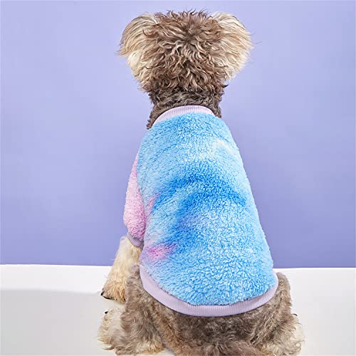 Moorfowl 2 Pack Gradient Dog Plush Sweater for Small Dogs Warm Soft Cat Fleece Pullover Sweater Winter Thickening Coat Sweatshirt Puppy Clothes for Cold Weather (Medium(Back 11.8",Chest 15.7"))