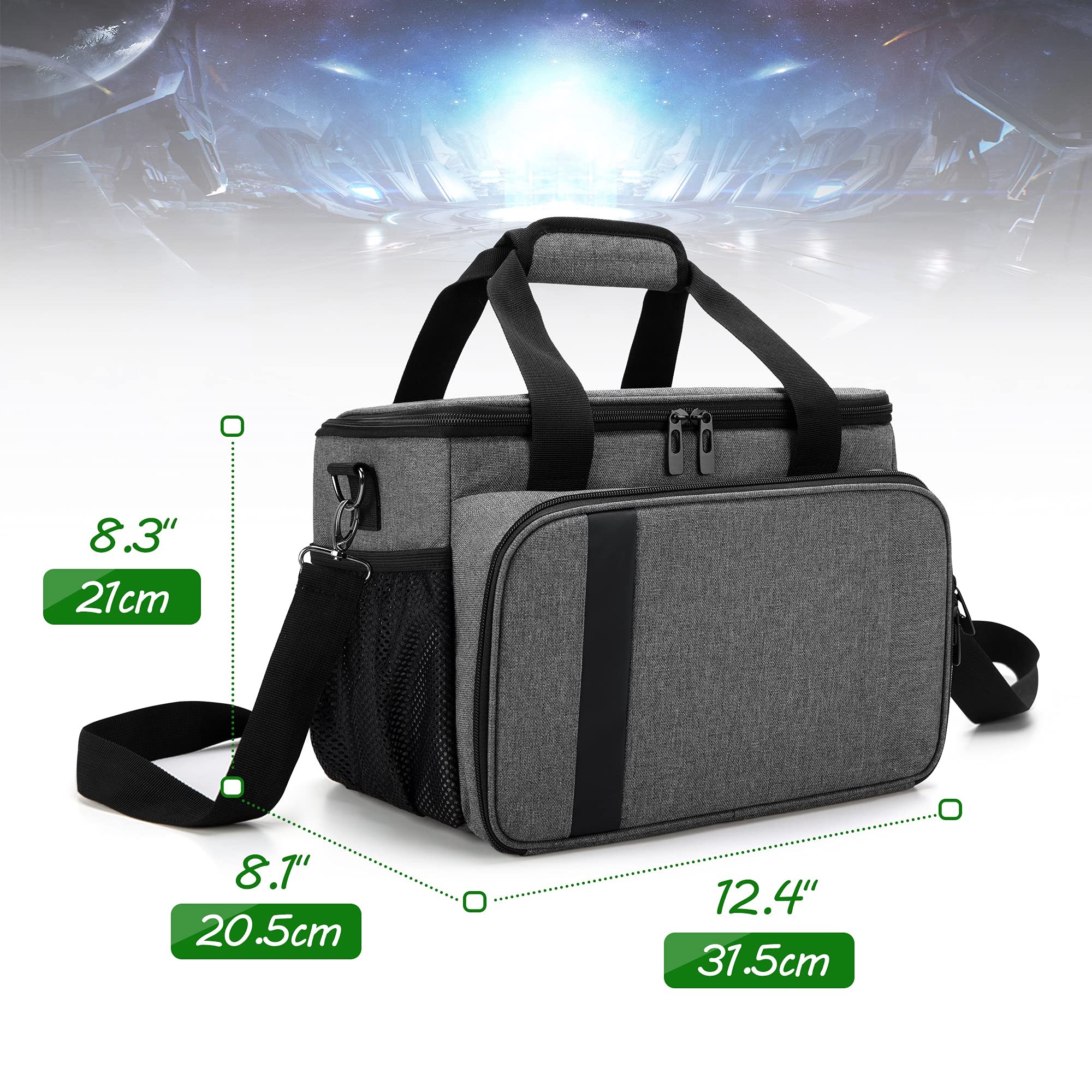 CURMIO Carrying Case Compatible with Xbox Series X Game Console and Accessories, Portable Carrying Bag with Shoulder Strap for Controllers, Cables, Headsets, Ideal for Game Player, Bag Only, Grey