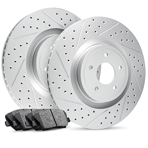 R1 Concepts Front Brakes and Rotors Kit |Front Brake Pads| Brake Rotors and Pads| Ceramic Brake Pads and Rotors |fits 2008-2019 Pontiac Vibe, Scion xD, Toyota Corolla, Matrix