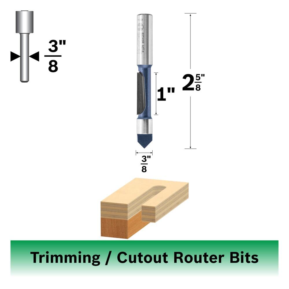 Bosch 85245MB50 3/8 In. x 1 In. Carbide Tipped 1-Flute Pilot Panel Concave Bits, 1-Piece