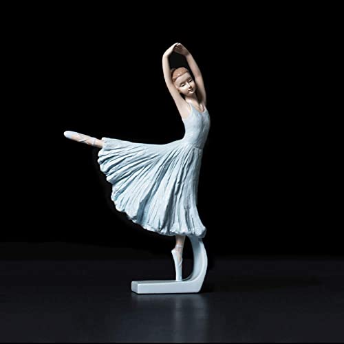 PINK FOREST Ballerina Girl Figurines Ballet Dancer Statue Art Sculpture Figure Resin Home Decoration Desk Ornament, Statuette for Your Desk/Bookshelf/Dinning Table (Blue)